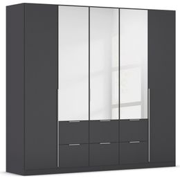 Drehtürenschrank Rauch "Kleiderschrank Schrank Garderobe AGORDO mit Dekor- oder Hochglanzfront" Schränke Gr. B/H/T: 226 cm x 210 cm x 54 cm, 5 St., grau (graumetallic) mit Außenschubkästen, in 6 Breiten und 2 Höhen MADE IN GERMANY