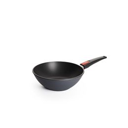 Wok Woll "Diamond Lite Wok", grau (anthrazit), H:9cm Ø:26cm, Pfannen, abnehmbarer Griff, Induktion