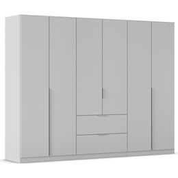 Drehtürenschrank Rauch "Kleiderschrank Schrank Garderobe AGORDO mit Dekor- oder Hochglanzfront" Schränke Gr. B/H/T: 271 cm x 210 cm x 54 cm, 6 St., grau (seidengrau) mit Außenschubkästen, in 6 Breiten und 2 Höhen MADE IN GERMANY