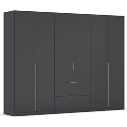 Drehtürenschrank Rauch "Kleiderschrank Schrank Garderobe AGORDO mit Dekor- oder Hochglanzfront" Schränke Gr. B/H/T: 271 cm x 210 cm x 54 cm, 6 St., grau (graumetallic) mit Außenschubkästen, in 6 Breiten und 2 Höhen MADE IN GERMANY