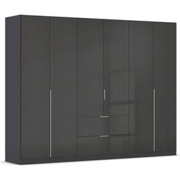 Drehtürenschrank Rauch "Kleiderschrank Schrank Garderobe AGORDO mit Dekor- oder Hochglanzfront" Schränke Gr. B/H/T: 271 cm x 210 cm x 54 cm, 6 St., grau (graumetallic, hochglanz effektgrau) mit Außenschubkästen, in 6 Breiten und 2 Höhen MADE IN GERMANY