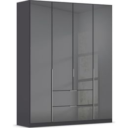 Drehtürenschrank Rauch "Kleiderschrank Kleiderschränke Schrank Garderobe AGORDO mit Glasfront" Schränke Gr. B/H/T: 181 cm x 229 cm x 54 cm, 4 St., grau (graumetallic, glas basalt) mit Außenschubkästen, in 6 Breiten und 2 Höhen MADE IN GERMANY