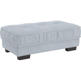 Hockerbank Inosign "Diwan II" Hocker Gr. B/H/T: 128cm x 46cm x 67cm, Cord, blau (stripes 8624 grau) Passend zur Garnitur, wahlweise mit DuraFlex-Polsterung, bis 140 kg