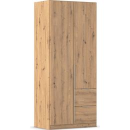 Drehtürenschrank Rauch "Kleiderschrank Schrank Garderobe AGORDO mit Dekor- oder Hochglanzfront" Schränke Gr. B/H/T: 91 cm x 210 cm x 54 cm, 2 St., braun (eiche artisan) mit Außenschubkästen, in 6 Breiten und 2 Höhen MADE IN GERMANY