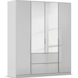 Drehtürenschrank Rauch "Kleiderschrank Kleiderschränke Schrank Garderobe AGORDO mit Glasfront" Schränke Gr. B/H/T: 181 cm x 210 cm x 54 cm, 4 St., grau (seidengrau, glas seidengrau) mit Außenschubkästen, in 6 Breiten und 2 Höhen MADE IN GERMANY