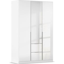 Drehtürenschrank Rauch "Kleiderschrank Kleiderschränke Schrank Garderobe AGORDO mit Glasfront" Schränke Gr. B/H/T: 136 cm x 210 cm x 54 cm, 3 St., weiß (alpinweiß, glas kristallweiß) mit Außenschubkästen, in 6 Breiten und 2 Höhen MADE IN GERMANY