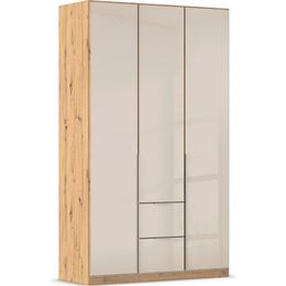 Drehtürenschrank Rauch "Kleiderschrank Kleiderschränke Schrank Garderobe AGORDO mit Glasfront" Schränke Gr. B/H/T: 136 cm x 229 cm x 54 cm, 3 St., beige (eiche artisan, glas champagner) mit Außenschubkästen, in 6 Breiten und 2 Höhen MADE IN GERMANY