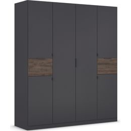 Drehtürenschrank Rauch "Kleiderschrank Schrank Garderobe Wäscheschrank TICAO mit 2 Schubladen" Schränke Gr. B/H/T: 181 cm x 210 cm x 54 cm, 6 St., grau (graumetallic, atlantic oak dunkel) die in der Höhe variabel positioniert werden können MADE IN GERMANY