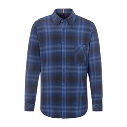 Flanellhemd BOSS Orange "Rickert_M" Gr. M, N-Gr, blau (open blue494) Herren Hemden mit Button-down-Kragen