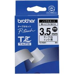 Brother - TZN201 - Nicht-laminiertes Schriftband - Schwarz auf Wei - Rolle (0,35 cm x 8 m) - 1 Rolle(n) - fr P-Touch 10XX, 12XX, 1830, 2100, 2430,