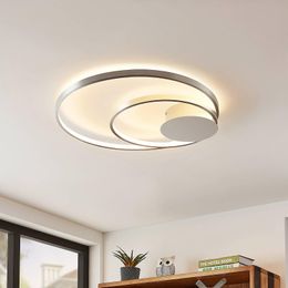 LINDBY Nerwin LED-Deckenleuchte, rund, alu/chrom