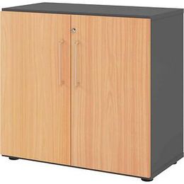 Hammerbacher Aktenschrank 928T2, V928T2/G/6/BS grafit, buche 1 Fachboden 80,0 x 42,0 x 74,8 cm