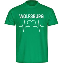 multifanshop® Kinder T-Shirt - Wolfsburg - Herzschlag - Druck weiß