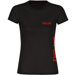 multifanshop Damen T-Shirt - England - Brust & Seite - Druck rot - Frauen