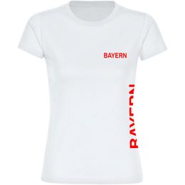 multifanshop Damen T-Shirt - Bayern - Brust & Seite - Druck rot - Frauen