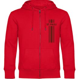 multifanshop Kapuzen Sweatshirt Jacke - St. Pauli - Streifen - Druck braun - Sweat