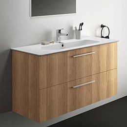 Ideal Standard i.life A Möbelwaschtisch-Paket K8747NX 124x46x64,5cm, 1 Hahnloch, Griff Chrom gebürstet, Eiche natur