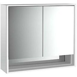 Emco Loft Aufputz-Lichtspiegelschrank 979805206 800x733mm, mit Unterfach, LED, 2-türig, aluminium/Spiegel