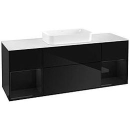 Villeroy & Boch Villeroy und Boch Finion Waschtischunterschrank F331PHPH 160x60,3cm, Abdeckplatte white matt, Regale Glossy black lacquer, Glossy Black Lacquer