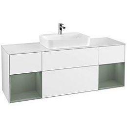 Villeroy & Boch Villeroy und Boch Finion Waschtischunterschrank F451GMGF 160x60,3cm, Abdeckplatte white matt, Regale Olive matt lacquer, Glossy white lacquer