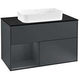 Villeroy & Boch Villeroy und Boch Finion Waschtischunterschrank G242HGHG 100cm, Abdeckplatte black matt, Emotion, Regal links Midnight Blue Matt Lacquer, Midnight Blue Matt Lacquer