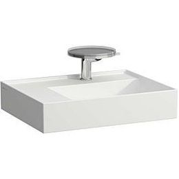 Laufen Kartell Waschtisch 8103357578151, 60x46cm, weiß matt, Ablage links, 2 Hahnl., Saphirkeramik