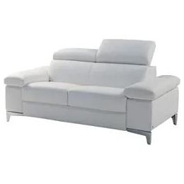 2,5-Sitzer NICOLETTI HOME Sofas Gr. B/H/T: 194cm x 79cm x 108cm, Leder Torrello, ohne elektrische Relaxfunktion, weiß (weiß pure) mit Kopfteilverstellung, oder ohne elektrischer Relaxfunktion