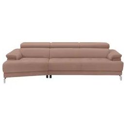 Ecksofa Egoitaliano "Soul, extravagantes Designsofa, Megasofa, super bequem, tolle Details" Sofas Gr. B/H/T: 246 cm x 99 cm x 140 cm, Leder BULL, Recamiere links, rosa (millenium rose) mit Trapez-Abschlußelement, inkl verstellbarer Kopfteile