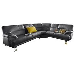 Ecksofa Trendmanufaktur "Cecilia in italienischem Design, modern und komfortabel, L-Form" Sofas Gr. B/H/T: 280cm x 87cm x 240cm, NaturLEDER, langer Schenkel links, ohne Funktion, schwarz bequeme Armlehnen, mit langem Schenkel