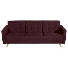 3-Sitzer Max Winzer "Julius Kippcouch mit komfortablem Federkern, klassisch und modern" Sofas Gr. B/H/T: 224 cm x 81 cm x 83 cm, Strukturwebstoff 16523, rot (burgund) Schlafsofa, inklusive Bettfunktion & Bettkasten, Breite 224 cm