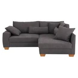 Ecksofa Home Affaire "Helena II DuraSpring" Sofas Gr. B/H/T: 227 cm x 88 cm x 190 cm, Struktur weich, Ottomane rechts, mit Bettfunktion, grau (anthrazit) mit Taschenfederkern, bis 140 kg belastbar, wahlweise Bett