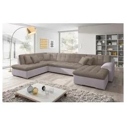 Wohnlandschaft Trendmanufaktur "Rave II, toller Sitzkomfort, auswendige Detailverarbeitung" Sofas Gr. B/H/T: 323cm x 77cm x 202cm, Struktur fein, Recamiere rechts, ohne Bettfunktion, beige (creme, tan) wahlweise mit Bettfunktion, U-Form