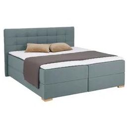 Boxbett Home Affaire "Olivet" Komplettbetten Gr. Struktur (100% Polyester), Liegefläche B/L: 180 cm x 220 cm, Gewicht bis: 80 kg H2, Bonnell-Federkernmatratze, blau (petrol) in 4 Farben, Breiten, 2 Matratzenarten, auch Überlänge 220 cm