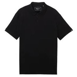 Tom Tailor DENIM Herren Relaxed Poloshirt mit Bio-Baumwolle, schwarz, Uni, Gr. M