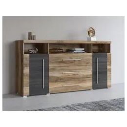 Sideboard Inosign "Roger,Breite 182cm, stilvolle Schrank, 2 Holztüren 3 Schubladen" Sideboards braun (satin nussbaumfarben/darkwood) Kommode mit viel Stauraum, Einlegeböden verstellbar