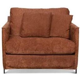 Loveseat furninova "Petito" Sessel Gr. Velours, B/H/T: 103cm x 82cm x 102cm, orange (peach) abnehmbarer Hussenbezug, alle Kissen mit Federn gefüllt, 2 Zierkissen