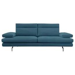 3,5-Sitzer Calia italia "Toby Wing, italienisches Designsofa, super bequem, Megasofa" Sofas Gr. B/H/T: 228cm x 90cm x 113cm, Flachgewebe QUEBEC, mit Sitztiefenverstellung-mit Armlehnenverstellung, blau (turchese quebec) inkl. Sitztiefenverstellung und Armteilfunktion, Füße in Schwarz matt