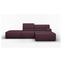 Ecksofa Egoitaliano "Babouche, Designsofa mit außergewöhnlichem Sitzkomfort zum Wohlfühlen" Sofas Gr. B/H/T: 287cm x 80cm x 98cm, Luxus-Microfaser BLUSH, Recamiere rechts, lila (plum)