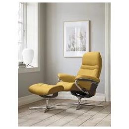 Relaxsessel stressless "Sunrise" Sessel Gr. ROHLEDER Stoff Q2 FARON, Cross Base Wenge, Relaxfunktion-Drehfunktion-PlusTMSystem-Gleitsystem-BalanceAdaptTM, B/H/T: 79cm x 103cm x 73cm, gelb (yellow q2 faron) mit Cross Base, Größe S, M & L, Holzakzent Wenge