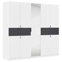 Drehtürenschrank Rauch "Kleiderschrank Schrank Garderobe Wäscheschrank TICAO mit 2 Schubladen" Schränke Gr. B/H/T: 226 cm x 210 cm x 54 cm, 9 St., weiß (alpinweiß, graumetallic) die in der Höhe variabel positioniert werden können MADE IN GERMANY