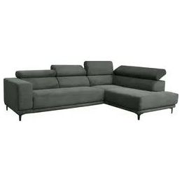 Ecksofa Alina "Hikari" Sofas Gr. B/H/T: 302cm x 102cm x 210cm, Cord GCT, Ottomane rechts, ohne Sitzvorzug, grün (olivgrün gct 333) wahlweise mit Sitzvorzug, in modernem Cordstoff, Breite 302 cm