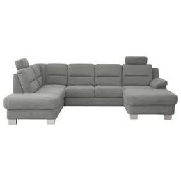 Wohnlandschaft Alina "Finja" Sofas Gr. B/H/T: 307cm x 93cm x 206cm, Chenille TBS, Ottomane links, ohne Sitzvorzug, ohne Stauraum, grau (staubgrau tbs 39) wahlweise mit Sitzvorzug und Stauraum, Breite 307 cm