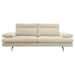 3,5-Sitzer Calia italia "Toby Wing, italienisches Designsofa, super bequem, Megasofa" Sofas Gr. B/H/T: 228cm x 90cm x 113cm, Leder BULL, mit Sitztiefenverstellung-mit Armlehnenverstellung, weiß (bianco bull) inkl. Sitztiefenverstellung und Armteilfunktion, Füße in Schwarz matt