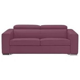 Schlafsofa Egoitaliano "Cabiria, Design und super Sitz- Liegekomfort" Sofas Gr. B/H/T: 226cm x 97cm x 103cm, Leder NUVOLE, lila (violett) Sofa inkl. Schlaffunktion, Kopfteile verstellbar, mit Metallfüßen