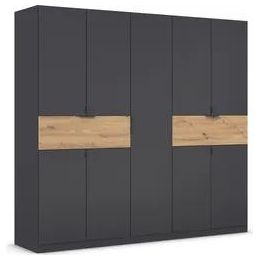 Drehtürenschrank Rauch "Kleiderschrank Schrank Garderobe Wäscheschrank TICAO mit 2 Schubladen" Schränke Gr. B/H/T: 226cm x 210cm x 54cm, 9 St., grau (graumetallic/eiche artisan) die in der Höhe variabel positioniert werden können MADE IN GERMANY