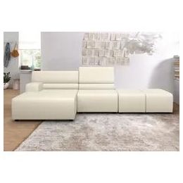 Ecksofa Egoitaliano "Babouche, Designsofa mit außergewöhnlichem Sitzkomfort zum Wohlfühlen" Sofas Gr. B/H/T: 384cm x 80cm x 98cm, Leder BULL, Recamiere links, beige (cremeweiß)