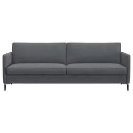 3-Sitzer FLEXLUX "Fiore, super Sitzkomfort durch Kaltschaum im Sitz" Sofas Gr. B/H/T: 214cm x 85cm x 92cm, Lederoptik, grau (elephant gre) schmale Armlehnen, Füße Alu+schwarz