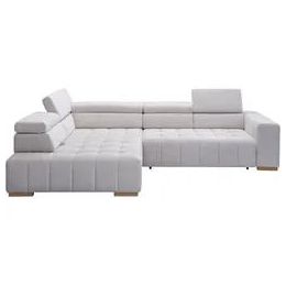 Ecksofa exxpo - SOFA FASHION "Elianos, hoher Sitzkomfort, aufwendige Kreuzsteppung im Sitz, L-Form" Sofas Gr. B/H/T: 307cm x 73cm x 201cm, Cord, Ottomane links, ohne Bettfunktion, beige inkl. Kopfteil- und Sitztiefenverstellung, wahlweise mit Bettfunktion