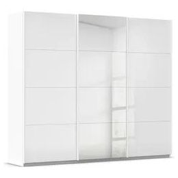 Schwebetürenschrank Rauch "Kleiderschrank Kleiderschränke Schrank Garderobe AGORDO mit Glasfront" Schränke Gr. B/H/T: 271cm x 229cm x 62cm, 3 St., weiß (alpinweiß/glas kristallweiß) durchdachte Innenausstattung, in 4 Breiten und 2 Höhen MADE IN GERMANY