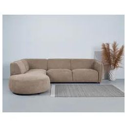 Ecksofa Andas "Ostrup" Sofas Gr. B/H/T: 281cm x 73cm x 182cm, Bouclé, Ottomane links, grau (taupe) schlichtes modernes Design, in verschiedenen Farben